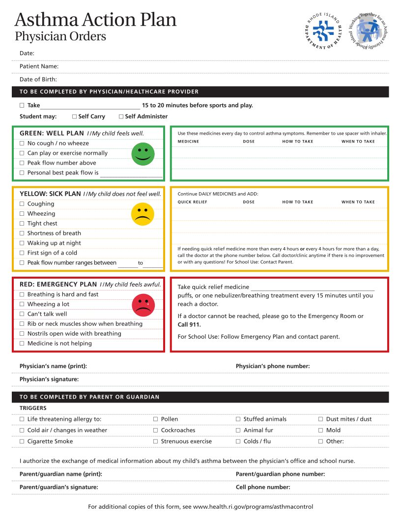 Asthma Action Plans | Department of Health